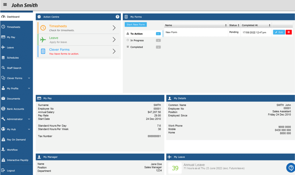 Current_self_service_UI - Affinity Employer Services